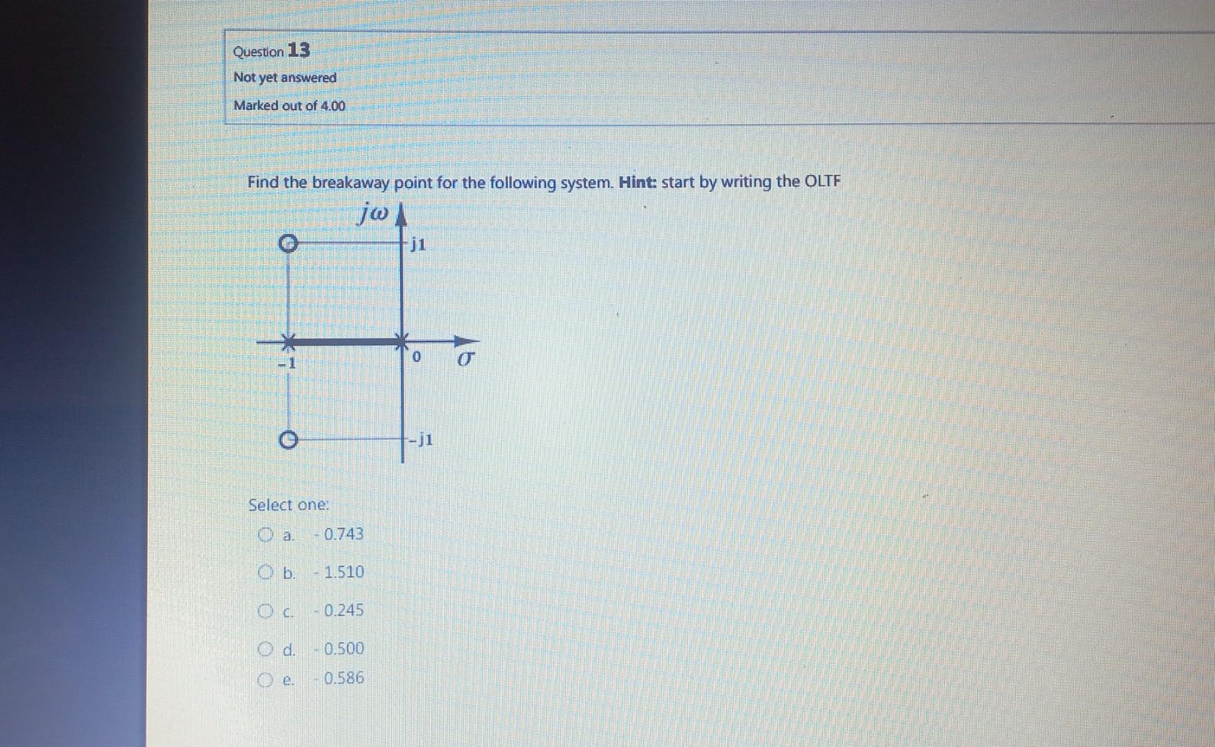 Solved Find the breakaway point for the following system. | Chegg.com