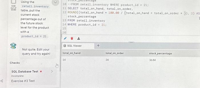Solved Using the retail.inventory table, pull the current | Chegg.com