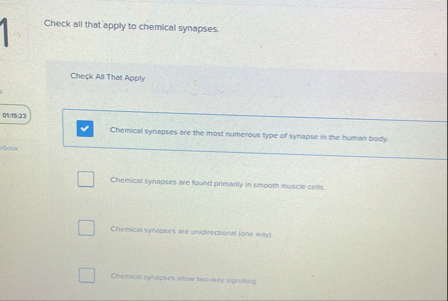Solved Check all that apply to chemical synapses.Check All | Chegg.com