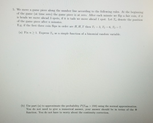 Solved 5. We move a game piece along the number line ording | Chegg.com