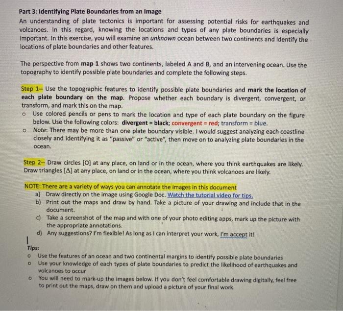 Solved Part 3: Identifying Plate Boundaries from an Image An | Chegg.com