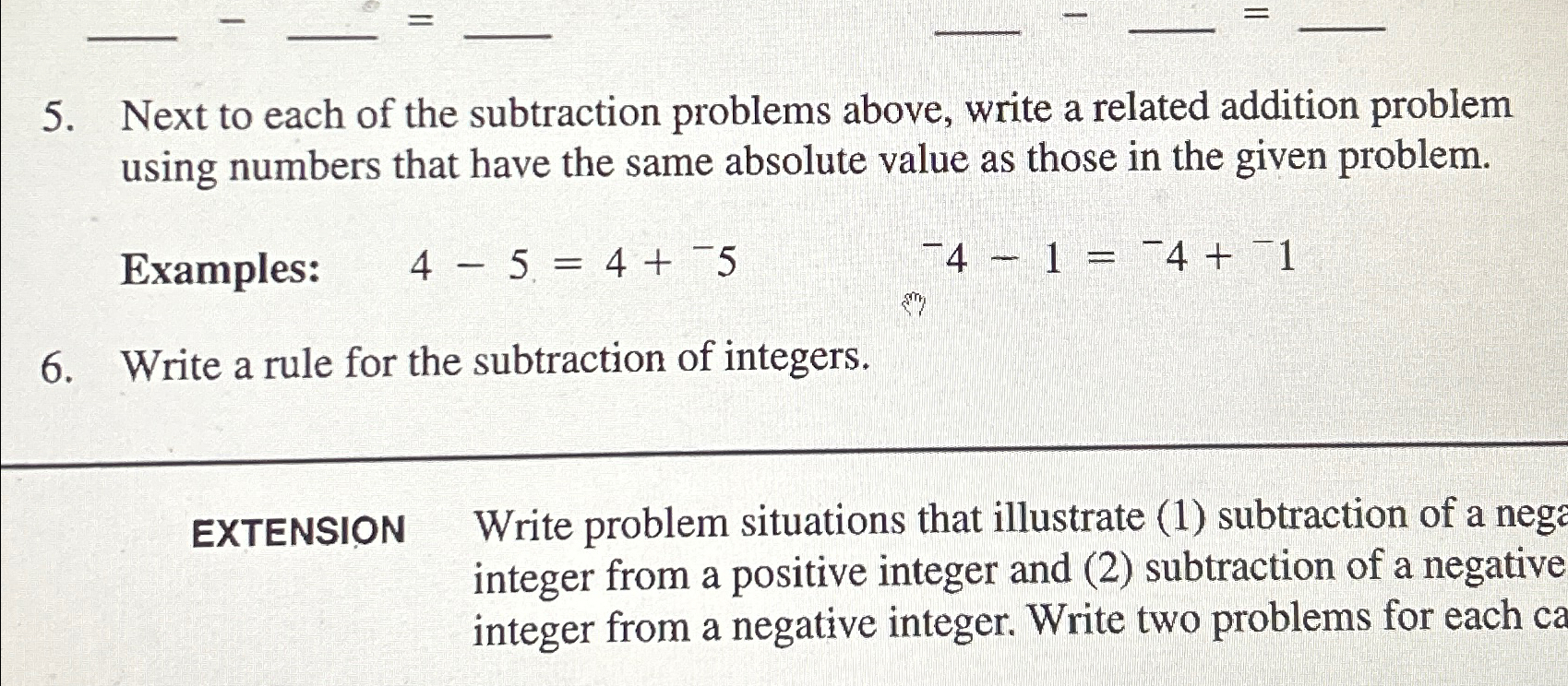 Solved Next to each of the subtraction problems above, write | Chegg.com