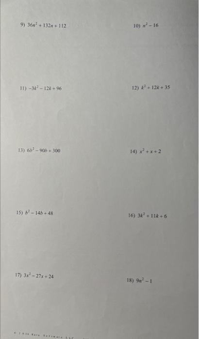 Solved Factoring Assignment Factor each completely. If the | Chegg.com