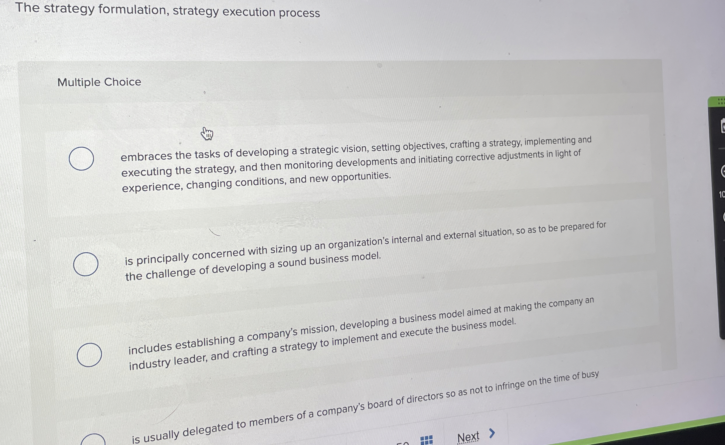 Solved The strategy formulation, strategy execution | Chegg.com