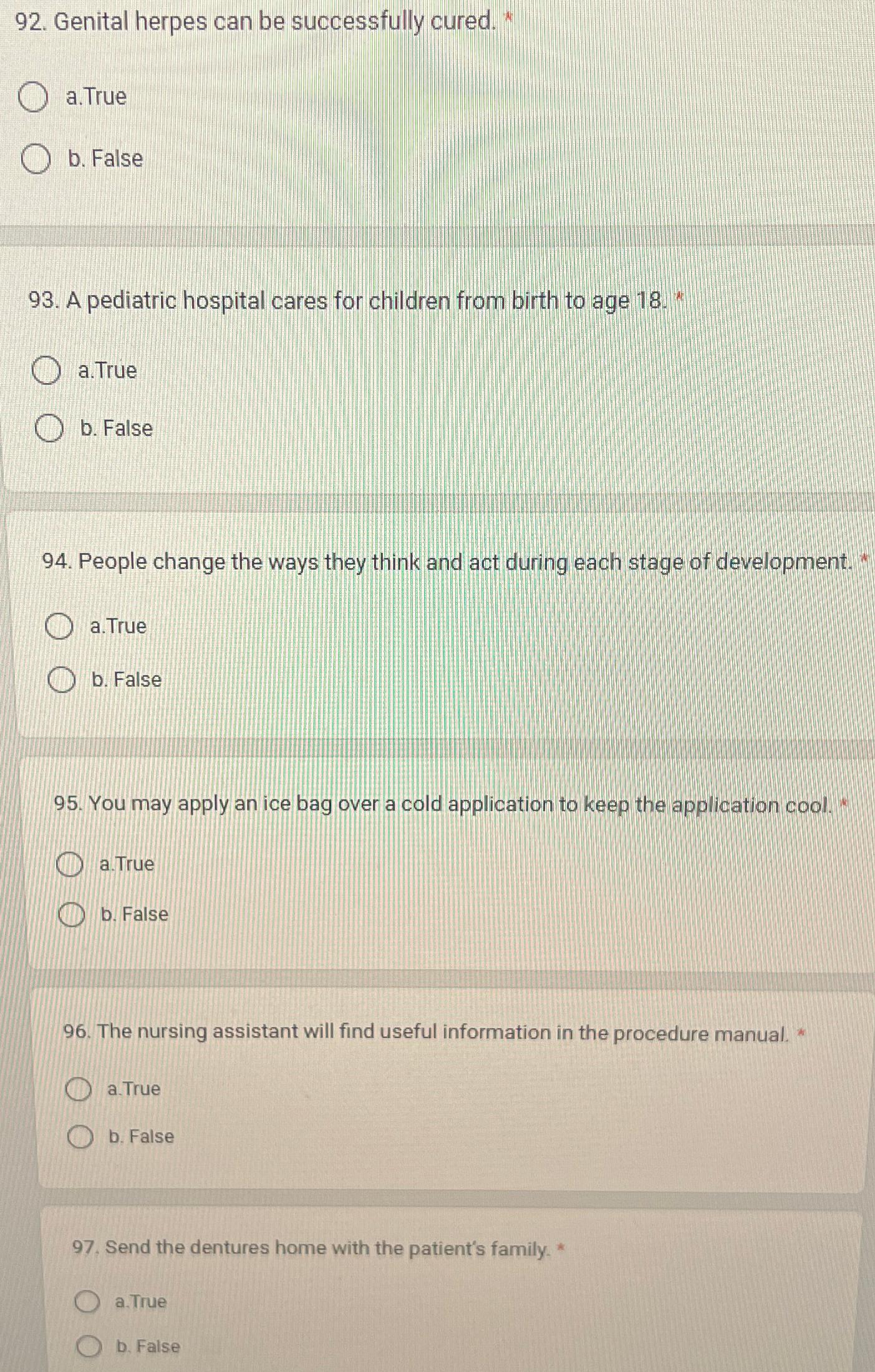 Solved Genital herpes can be successfully cured. *a.Trueb. | Chegg.com