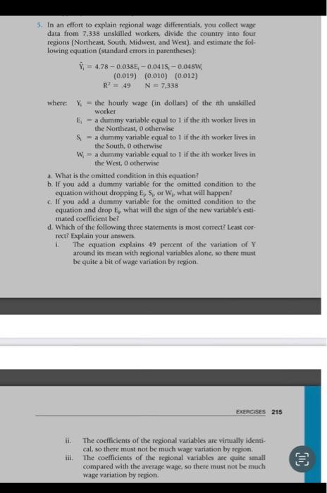 Solved 3. Consider again the regression output in Exercise | Chegg.com