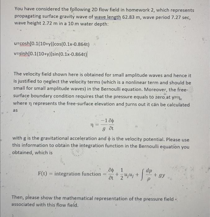 Solved You have considered the following 2D flow field in | Chegg.com