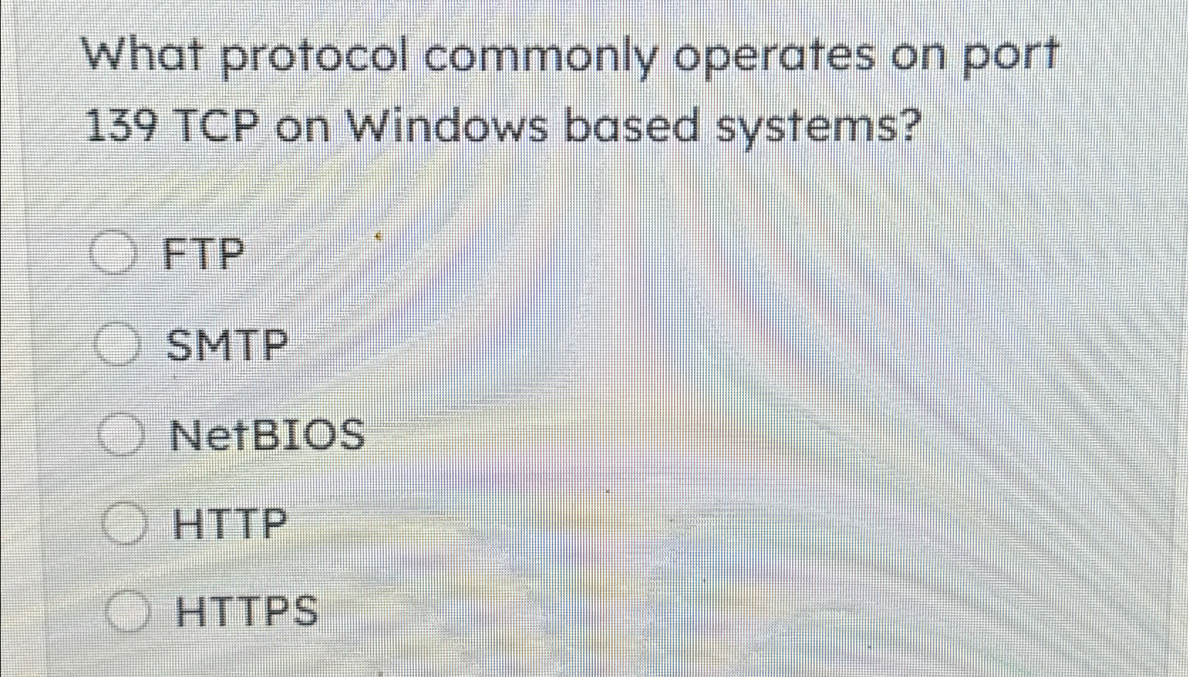 Solved What protocol commonly operates on port 139 ﻿TCP on | Chegg.com