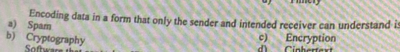 Solved Encoding data in a form that only the sender and | Chegg.com