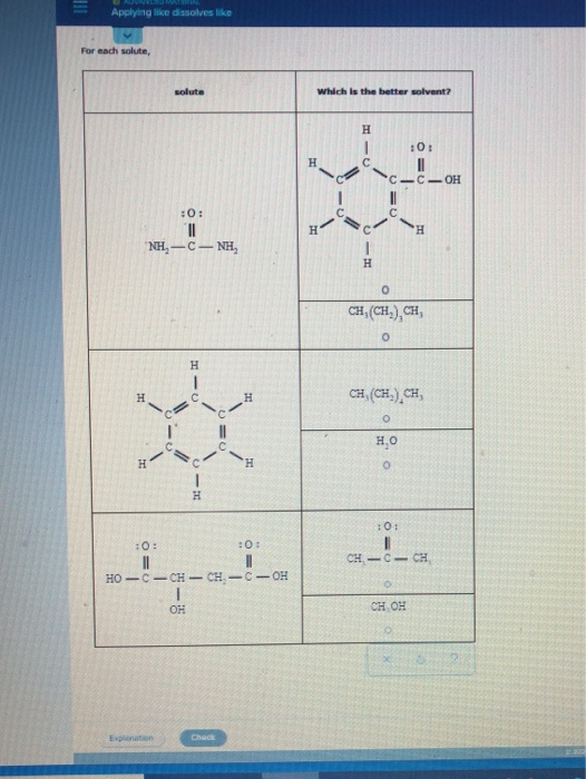 Solved Applying like dissolves like For each solute, which | Chegg.com