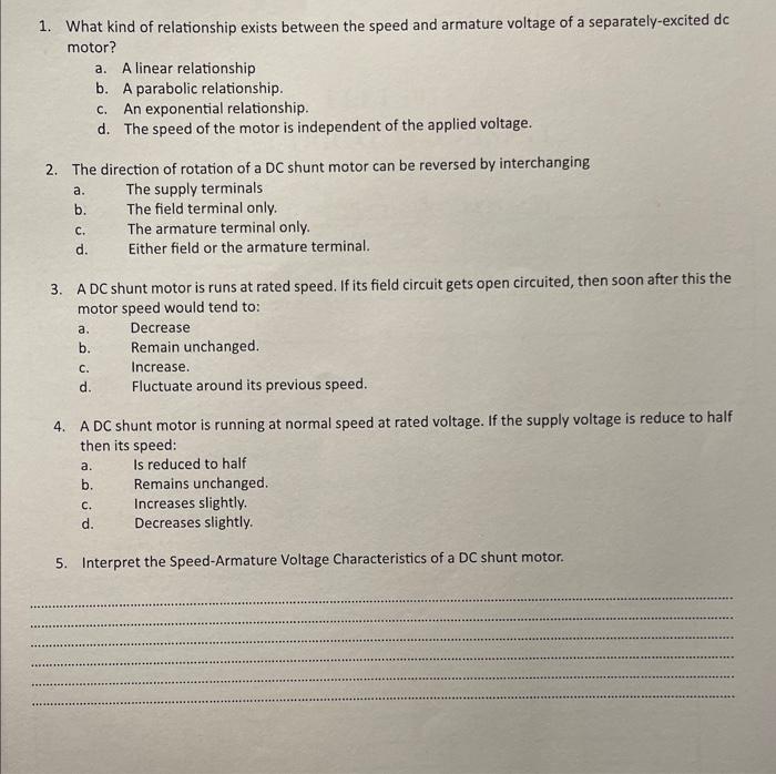 Solved 1. What kind of relationship exists between the speed | Chegg.com