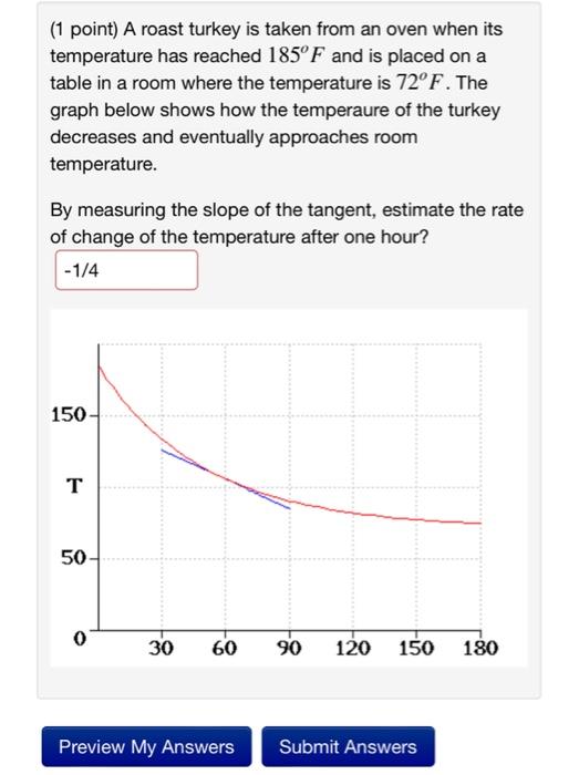 (1 point) A roast turkey is taken from an oven when | Chegg.com