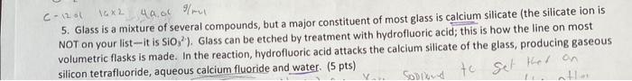 5. Glass is a mixture of several compounds, but a | Chegg.com