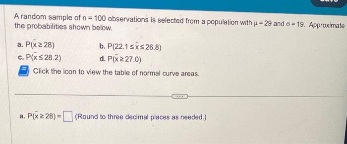 Solved A random sample of n=100 observations is selected | Chegg.com