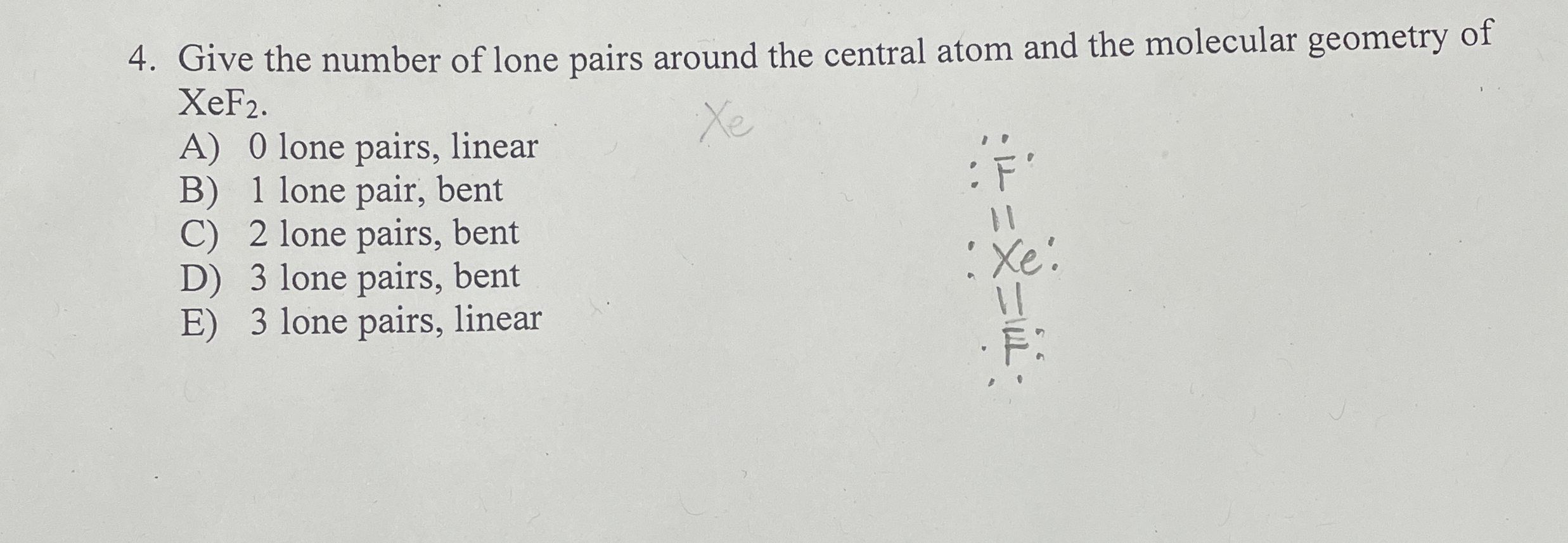 Solved Give the number of lone pairs around the central atom | Chegg.com