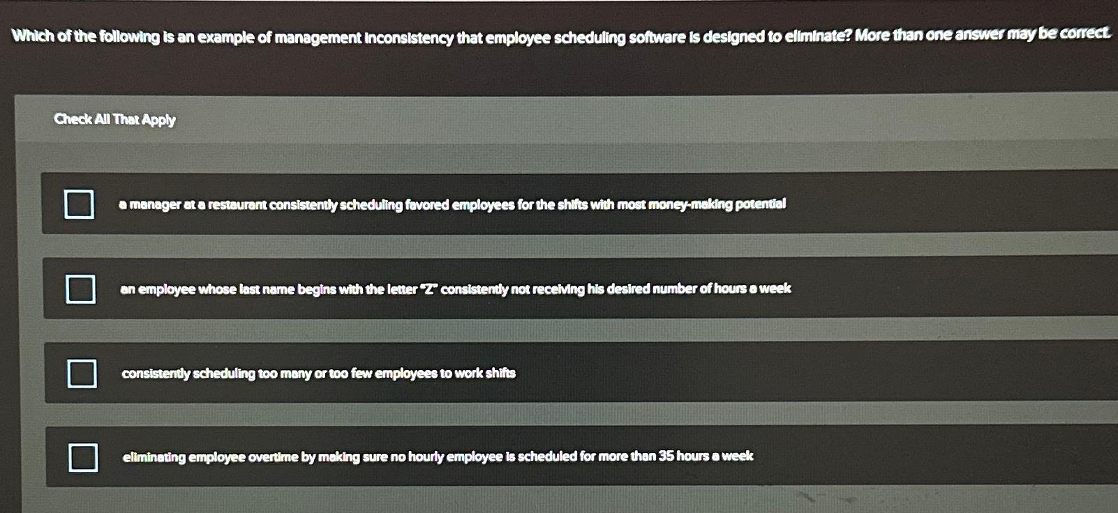 Solved Which of the following is an example of management | Chegg.com