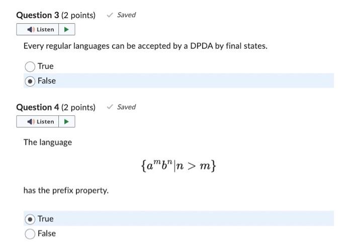 Solved Question 3 (2 points)V Saved• ListenEvery regular | Chegg.com