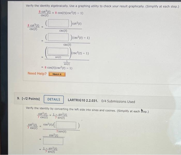 Solved Verify the identity algebraically. Use a graphing | Chegg.com