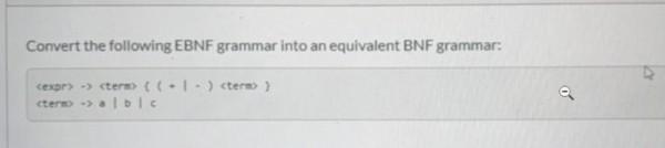 Solved Convert The Following Ebnf Grammar Into An Equivalent 9607