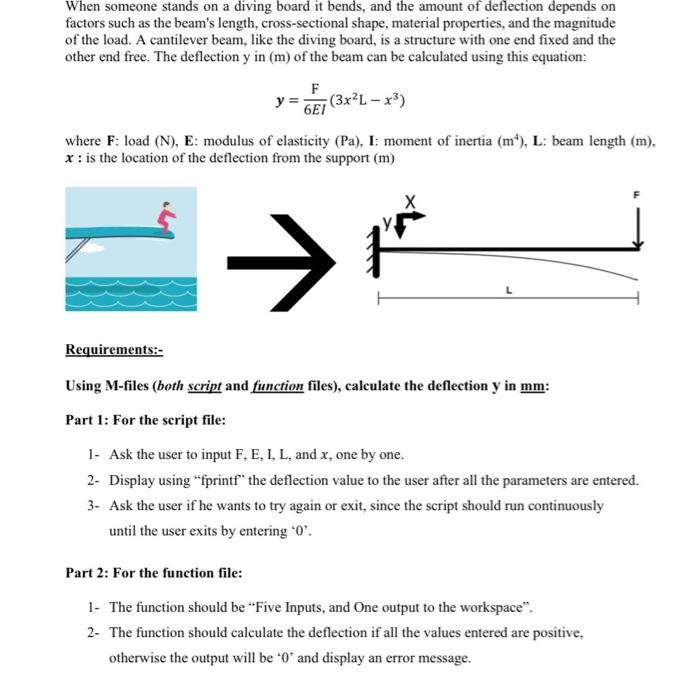 Solved When someone stands on a diving board it bends, and | Chegg.com