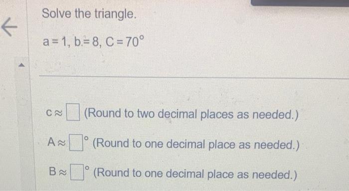 Solved Find the area of the triangle. a=12,b=17,c=20 The | Chegg.com