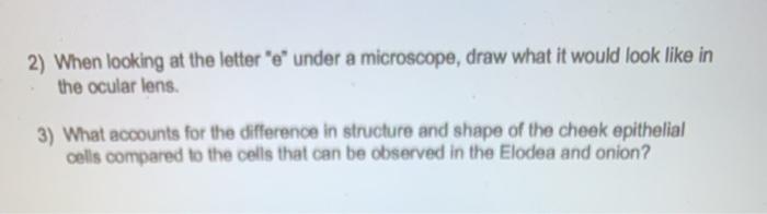 Solved 2) When looking at the letter "e" under a microscope, | Chegg.com