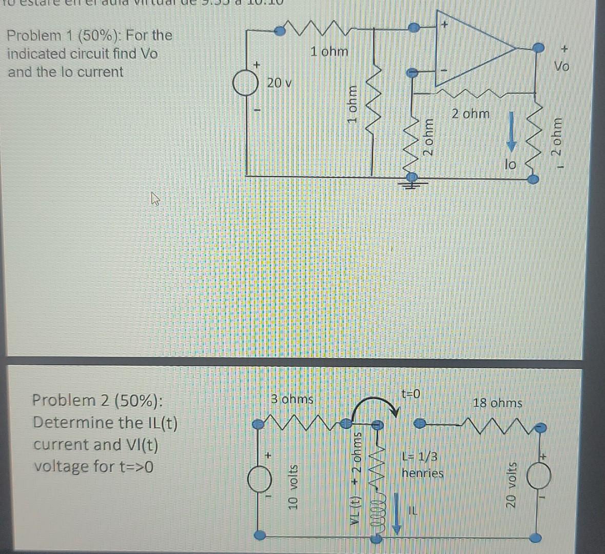 Solved r Problem 1 (50%): For the indicated circuit find Vo | Chegg.com