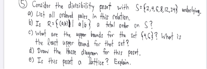 Solved Consider the divisibility poset with | Chegg.com