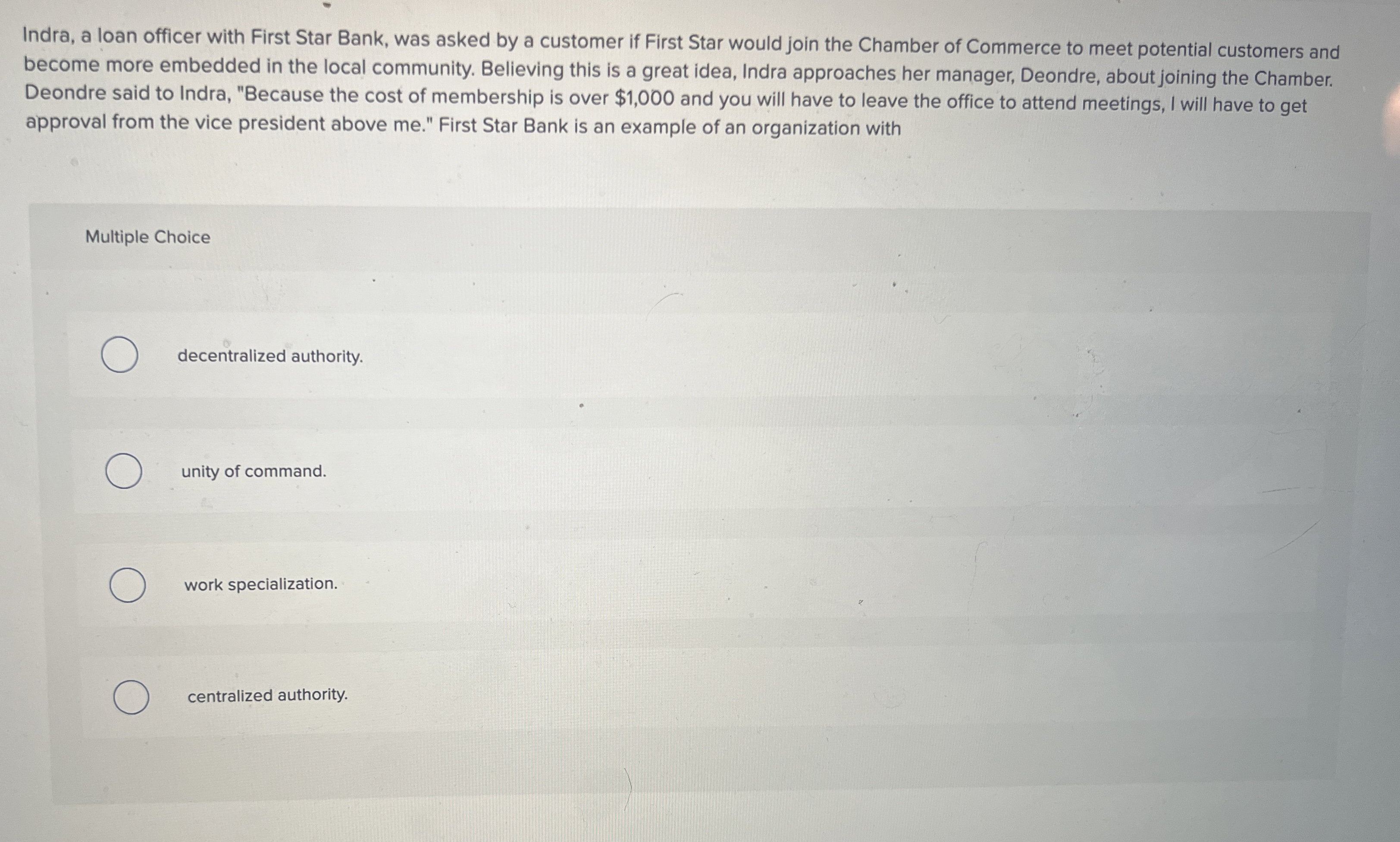 Solved Indra, a loan officer with First Star Bank, was asked | Chegg.com