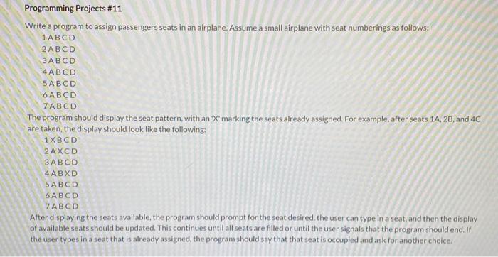 Solved Programming Projects #11 Write a program to assign | Chegg.com