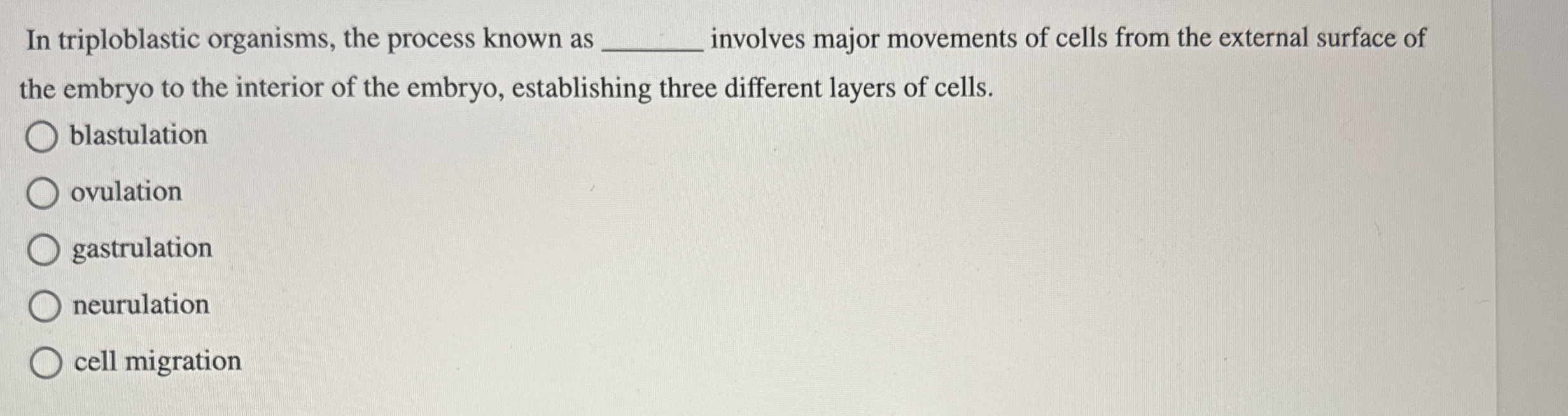 Solved In triploblastic organisms, the process known as q, | Chegg.com