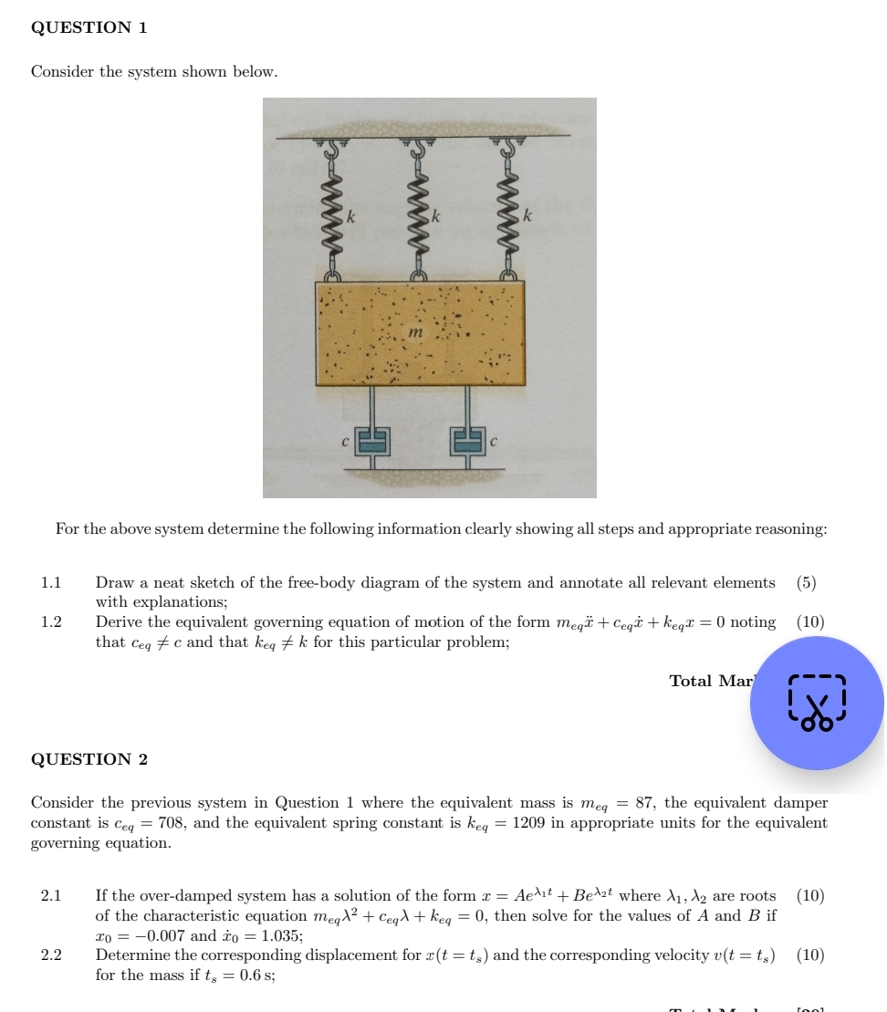 Solved QUESTION 1Consider the system shown below.For the | Chegg.com