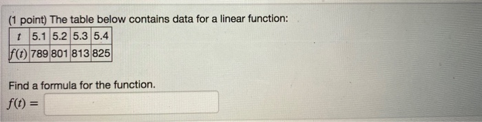 Solved (1 point) The table below contains data for a linear | Chegg.com