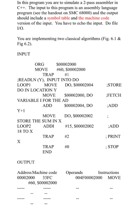 Solved In this program you are to simulate a 2-pass | Chegg.com