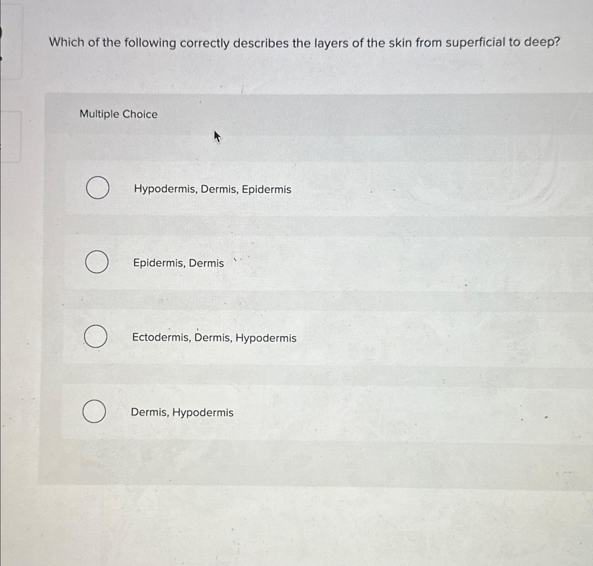 Solved Which of the following correctly describes the layers | Chegg.com