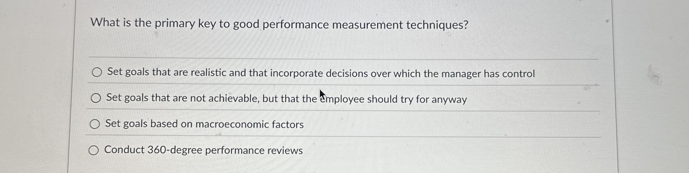 Solved What is the primary key to good performance | Chegg.com