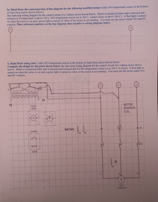 Solved 3a. Hand Draw the control portion of line diagram for | Chegg.com