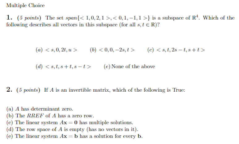 Solved Multiple Choice(5 ﻿points) ﻿The set | Chegg.com