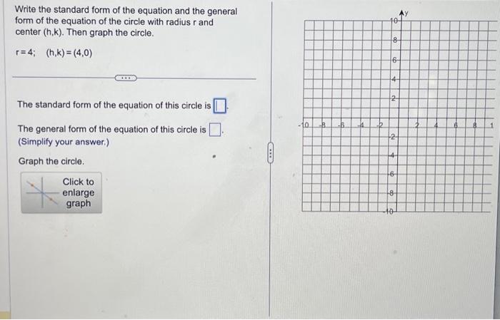 Solved Write the standard form of the equation and the | Chegg.com