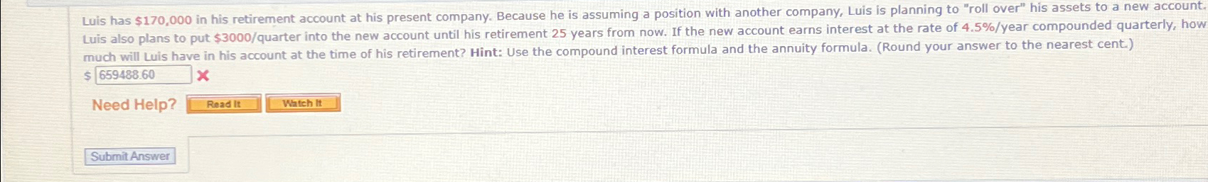 Solved Luis has $170,000 ﻿in his retirement account at his | Chegg.com