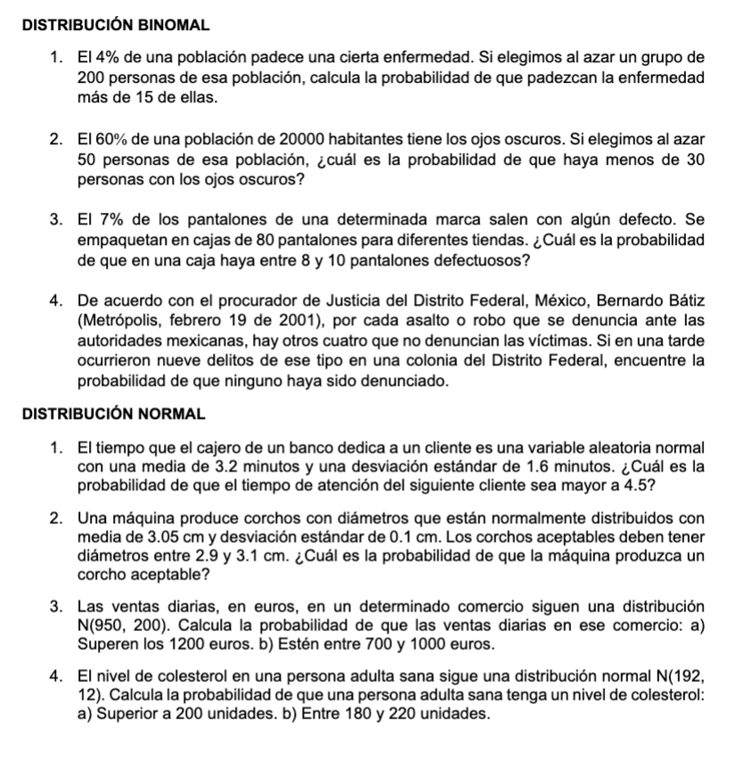 Solved DISTRIBUCIÓN BINOMAL1. ﻿El \( 4 \% \) ﻿de una | Chegg.com