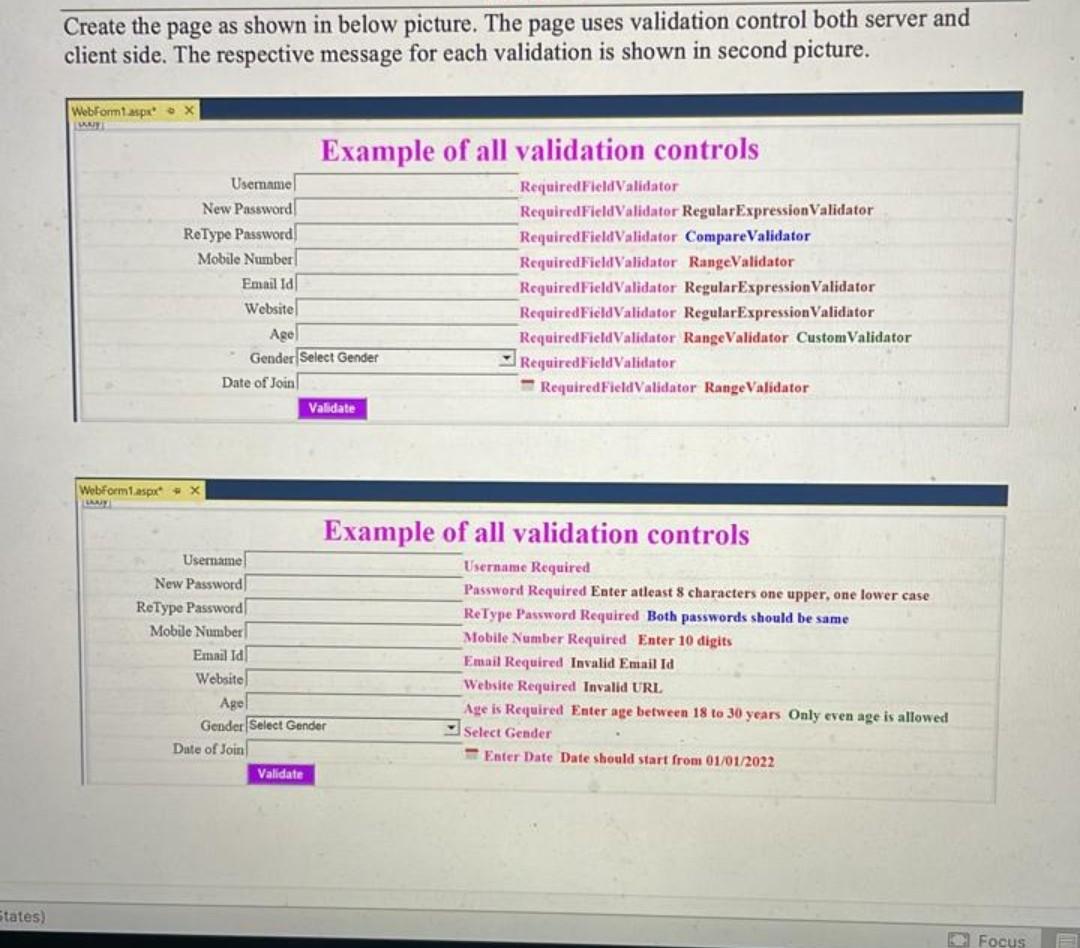 Solved Create the page as shown in below picture. The page | Chegg.com