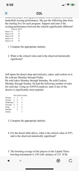 Solved basketball scoring performance. She got the following | Chegg.com