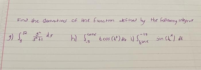 Solved Find the derivatives of the function defined by the | Chegg.com