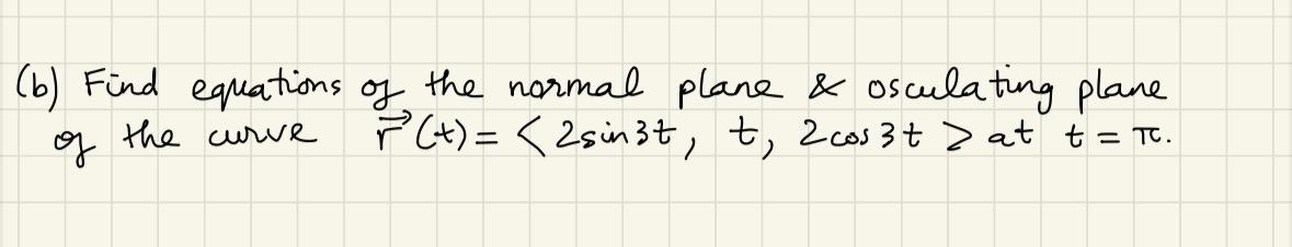 Solved Find equations of the normal plane & osculating plane | Chegg.com