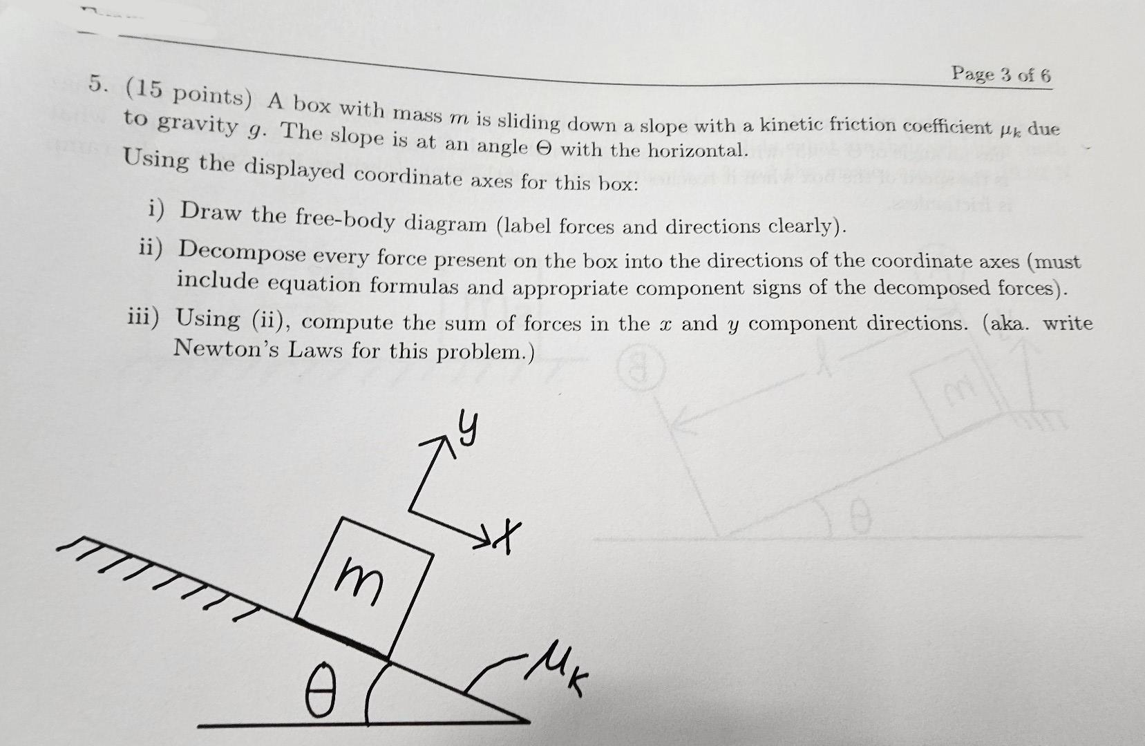 Solved Page 3 of 6 5. (15 points) A box with mass m is | Chegg.com