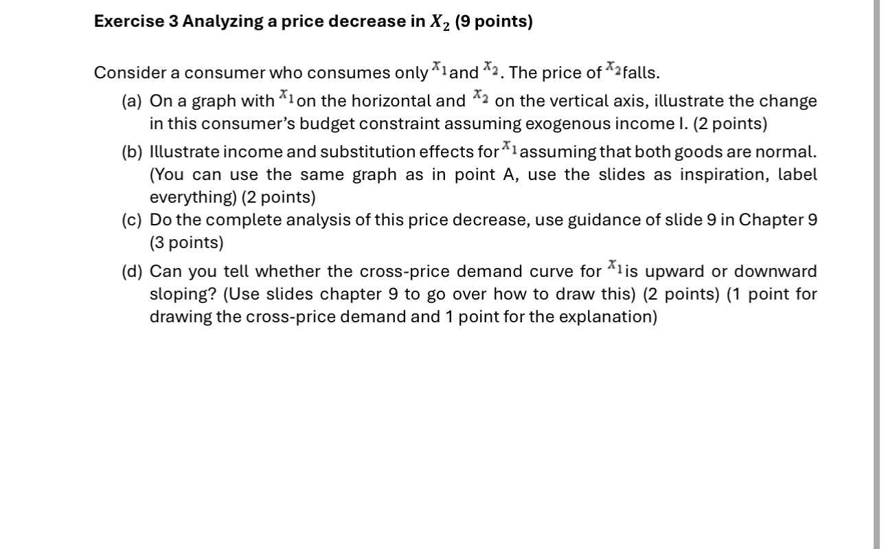 Solved Exercise 3 ﻿Analyzing a price decrease in x2 (9 | Chegg.com
