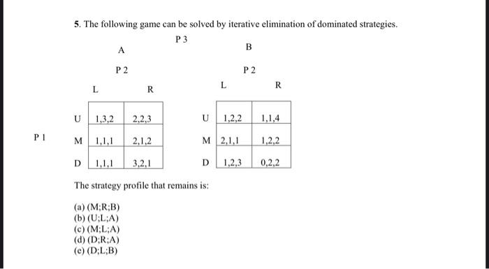 Solved 5. The following game can be solved by iterative | Chegg.com