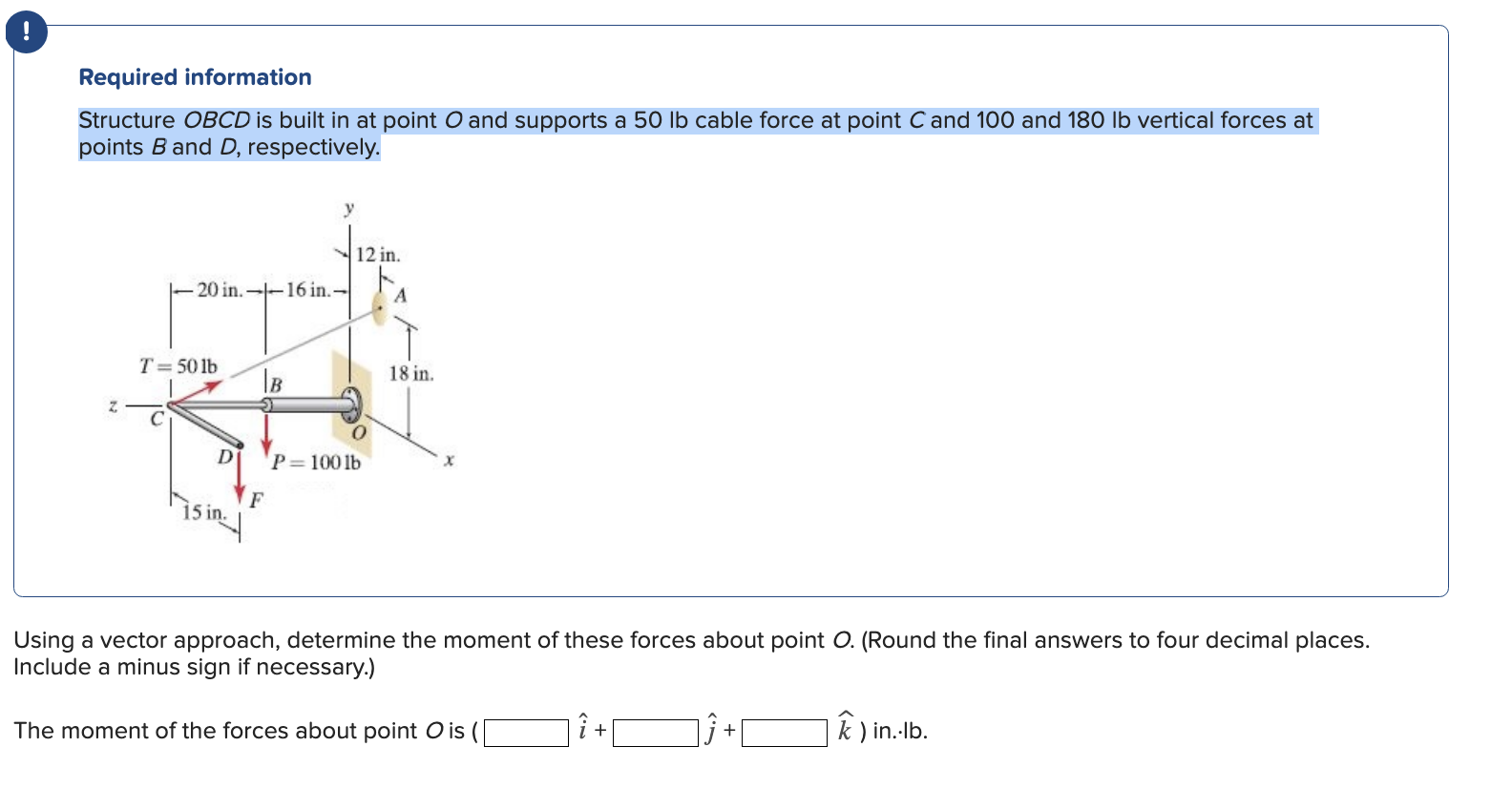 Solved Using a vector approach, determine the moment of | Chegg.com