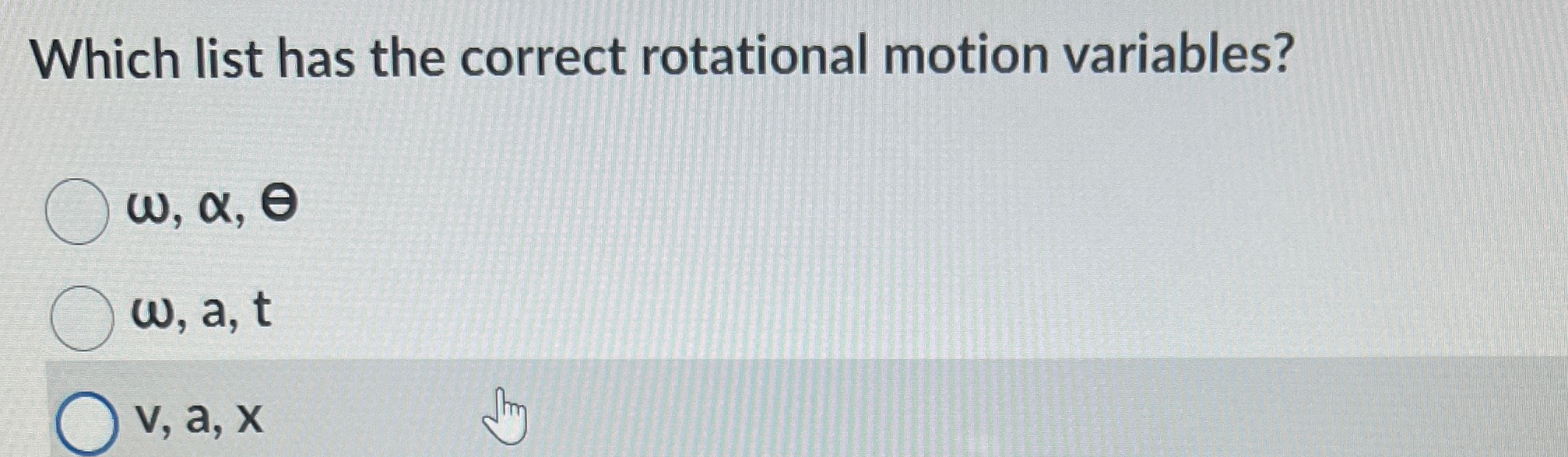 Solved Which list has the correct rotational motion | Chegg.com
